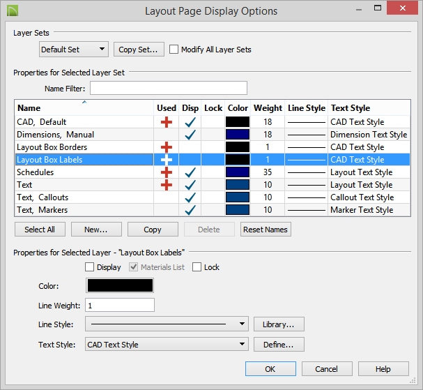 Turning off the Display of Layout Box Labels