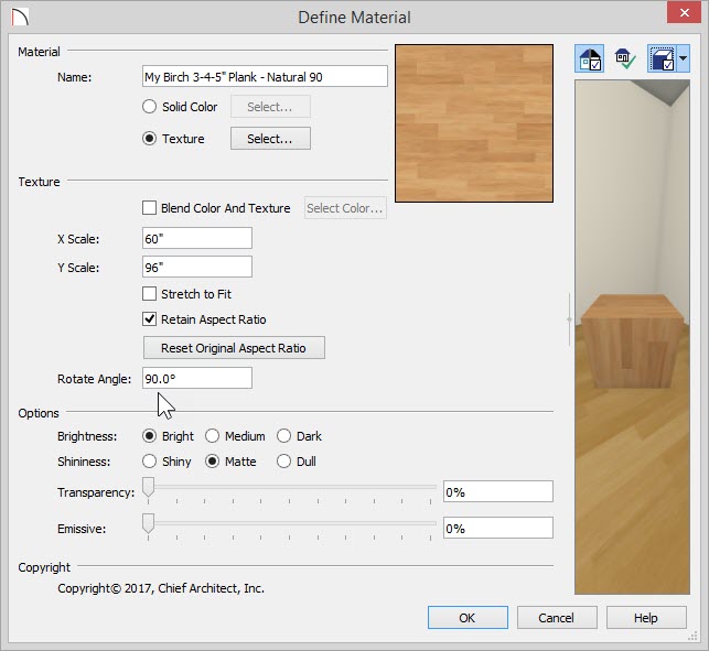 Rotating the Direction of a Material