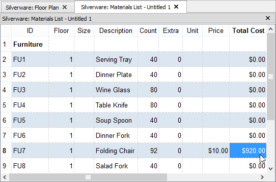 Creating a Materials List for an Event